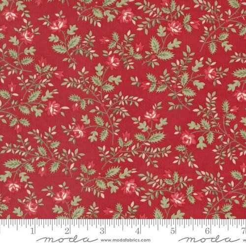 3 Sisters A Christmas Carol Floral - Crimson - Quilt Fabric - 123Stitch