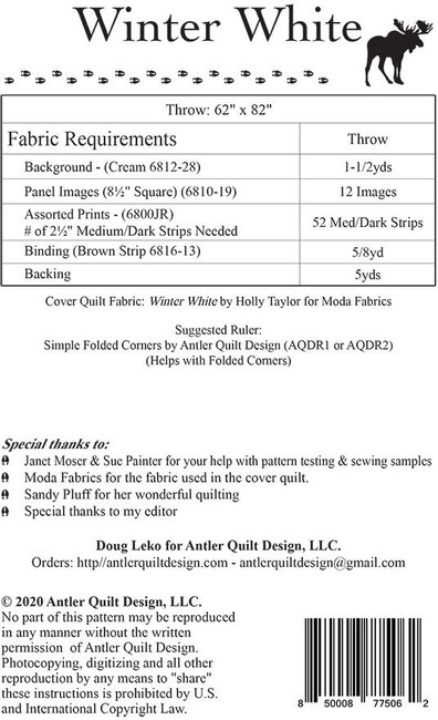 Antler Quilt Design Winter White - Quilt Pattern - 123Stitch