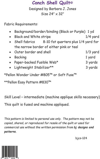 Bj Designs and Patterns Conch Shell - Quilt Pattern - 123Stitch