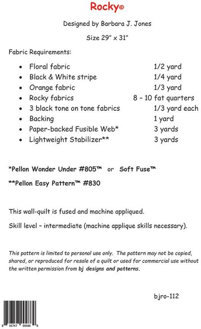 Bj Designs and Patterns Rocky - Quilt Pattern - 123Stitch