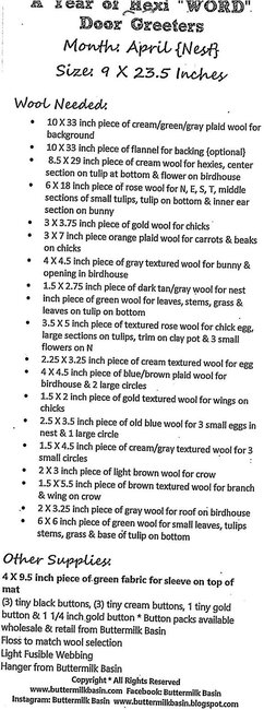 Buttermilk Basin Hexi Door Greeter/April - Quilt Pattern - 123Stitch