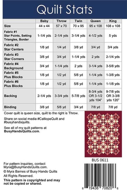 Busy Hands Quilts Calliope - Quilt Pattern - 123Stitch