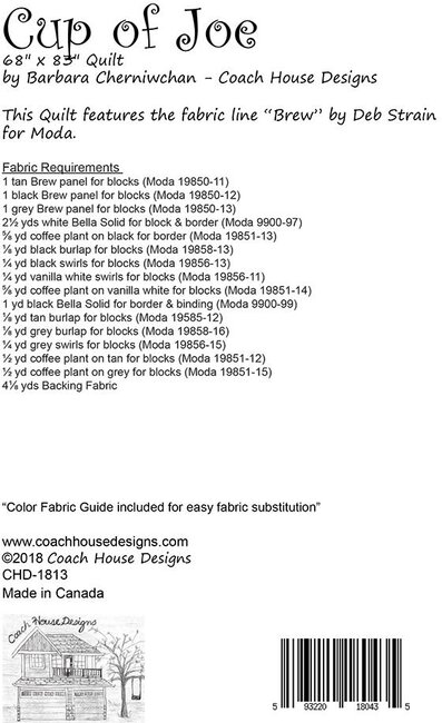 Coach House Designs Cup Of Joe - Quilt Pattern - 123Stitch