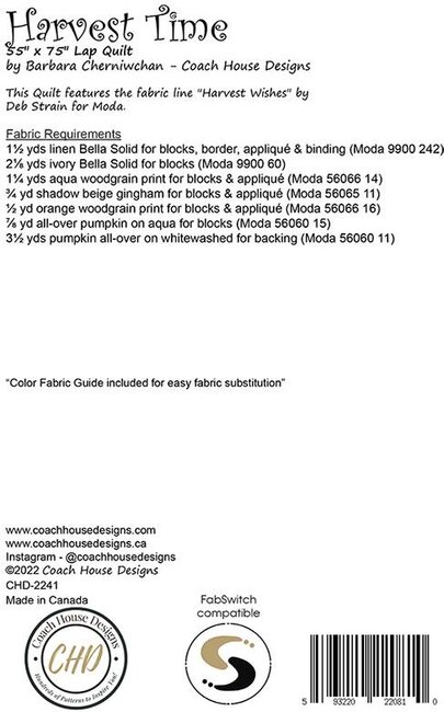 Coach House Designs Harvest Time - Quilt Pattern - 123Stitch