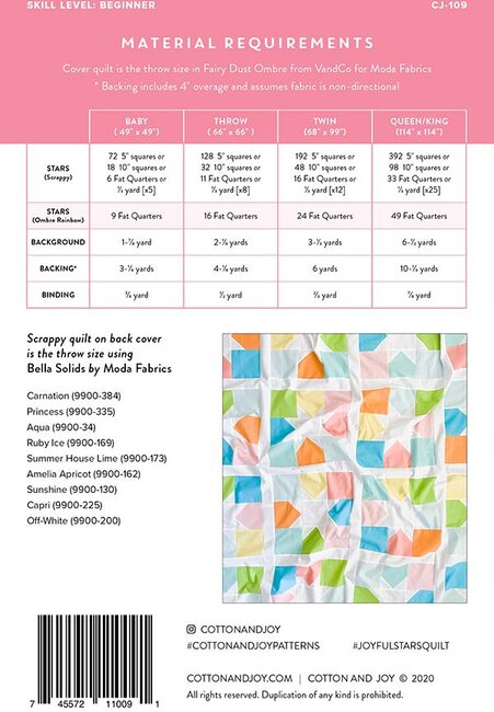 Cotton and Joy Joyful Stars - Quilt Pattern - 123Stitch