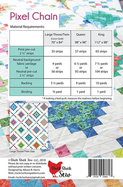 Cluck Cluck Sew Pixel Chain - Quilt Pattern - 123Stitch