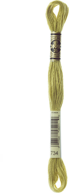 DMC 734 Six Strand Floss - Light Olive Green - 123Stitch