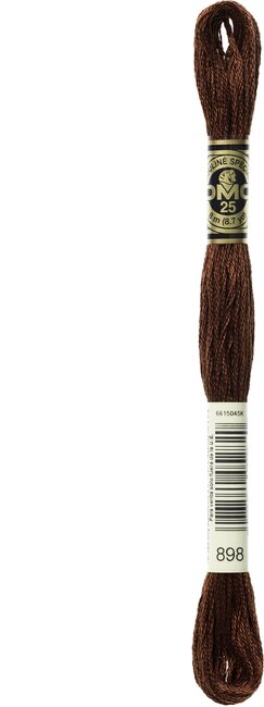DMC 898 Six Strand Floss - Very Dark Coffee Brown - 123Stitch