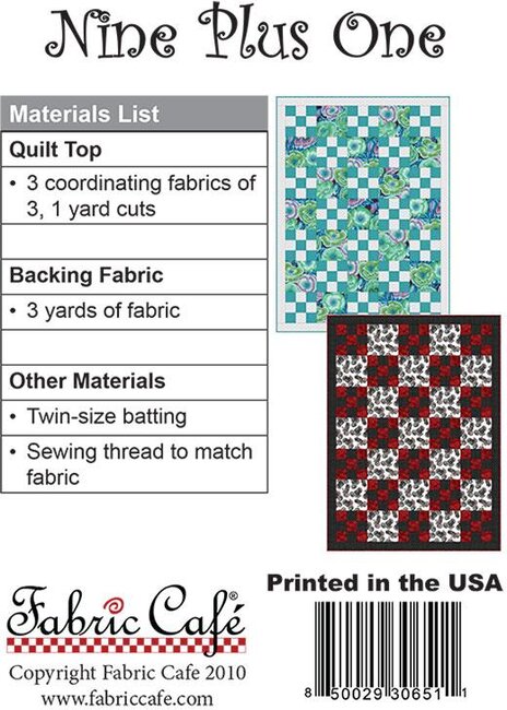 Fabric Cafe Nine Plus One - Quilt Pattern - 123Stitch