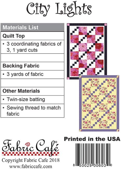 Fabric Cafe City Lights - Quilt Pattern - 123Stitch