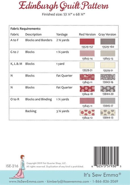 Its Sew Emma Edinburgh - Quilt Pattern - 123Stitch