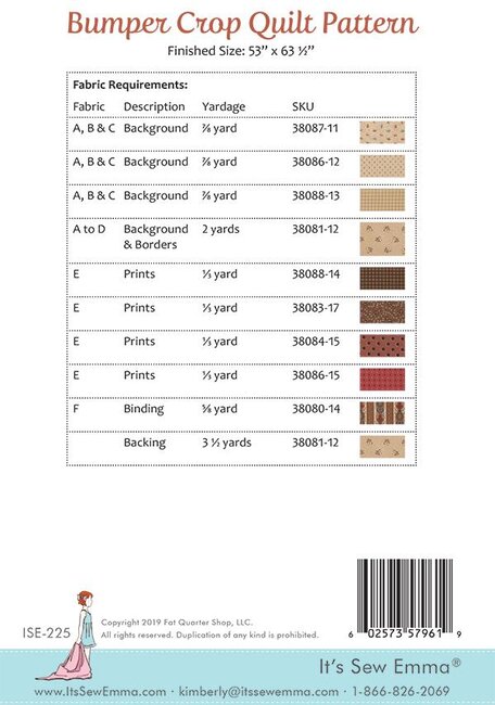 Its Sew Emma Bumper Crop - Quilt Pattern - 123Stitch