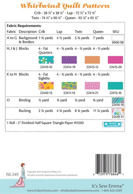 Its Sew Emma Whirlwind - Quilt Pattern - 123Stitch