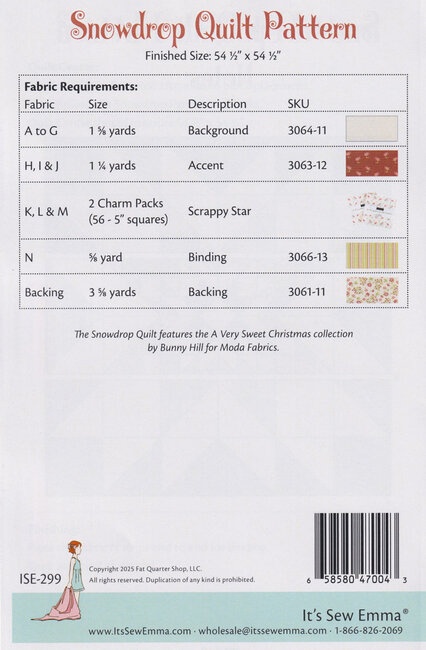 Its Sew Emma Snowdrop - Quilt Pattern - 123Stitch