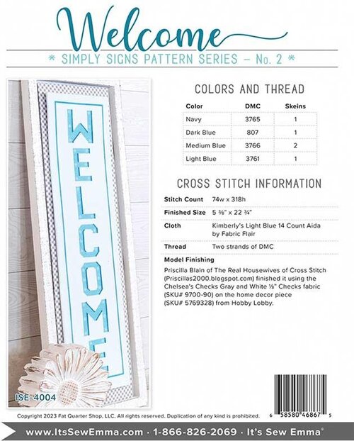 Its Sew Emma Welcome Simply Signs - Cross Stitch Pattern - 123Stitch