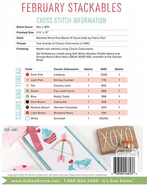 Its Sew Emma Stackables February - Cross Stitch Pattern - 123Stitch