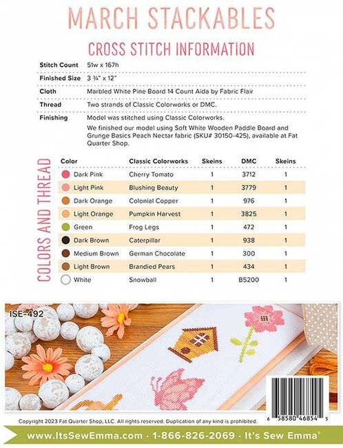 Its Sew Emma Stackables March - Cross Stitch Pattern - 123Stitch