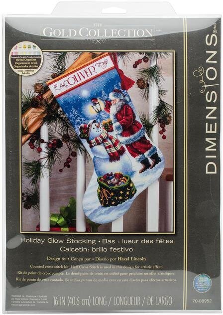 Dimensions Holiday Glow Christmas Stocking - Cross Stitch Kit 70-08952 ...
