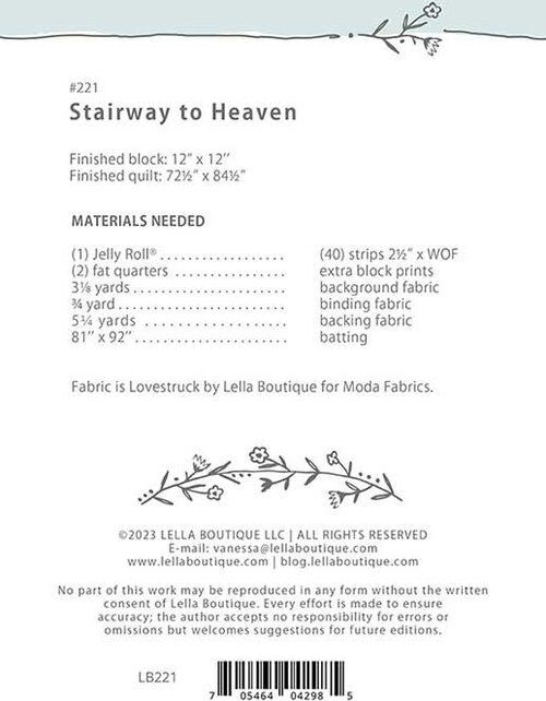 Lella Boutique Stairway to Heaven - Quilt Pattern - 123Stitch