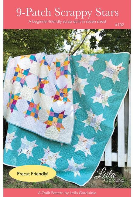 Leila Gardunia Design 9-Patch Scrappy Stars - Quilt Pattern - 123Stitch