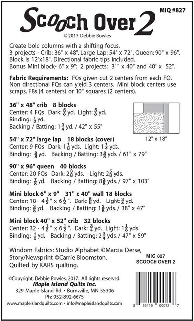 Maple Island Quilts Scooch Over 2 - Quilt Pattern - 123Stitch