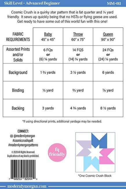 Modernly Morgan Cosmic Crush - Quilt Pattern - 123Stitch