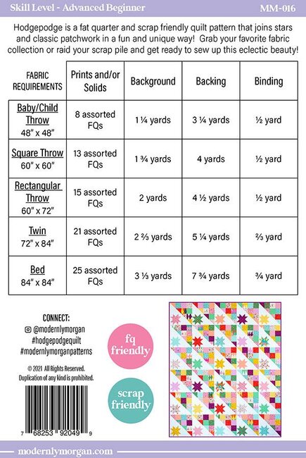 Modernly Morgan Hodgepodge - Quilt Pattern - 123Stitch