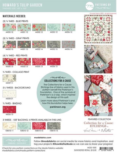 Moda Howard's Tulip Garden - Quilt Pattern - 123Stitch