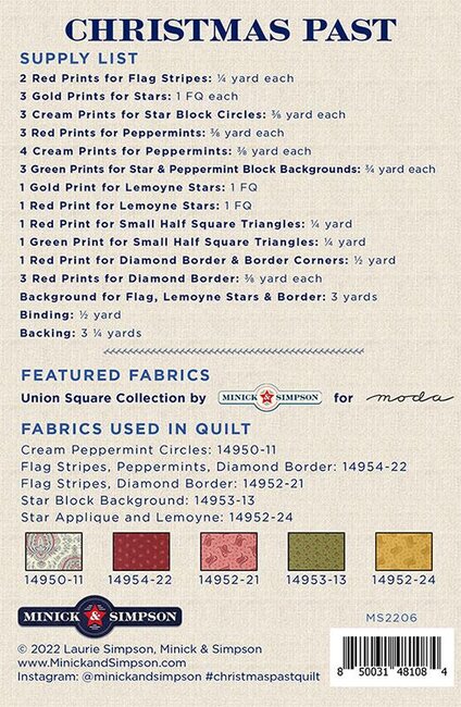 Minick and Simpson Christmas Past - Quilt Pattern - 123Stitch