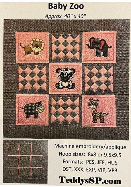 Teddys Scrappy Designs Baby Zoo - Quilt Pattern - 123Stitch