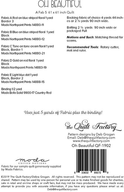 The Quilt Factory Oh Beautiful - Quilt Pattern - 123Stitch