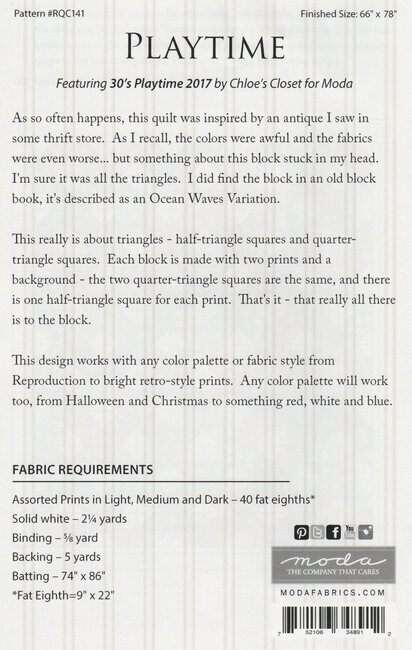 Miss Rosies Quilt Co Playtime - Quilt Pattern - 123Stitch