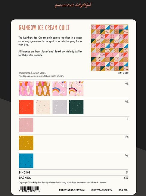 Ruby Star Society Rainbow Ice Cream Quilt - Quilt Pattern - 123Stitch
