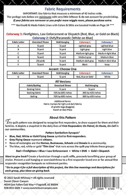 Sweet Clover Canyon First Responder - Quilt Pattern - 123Stitch