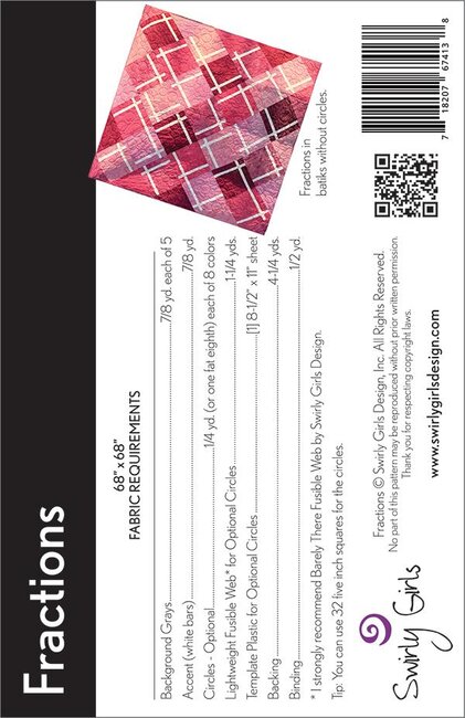 Swirly Girls Fractions - Quilt Pattern - 123Stitch