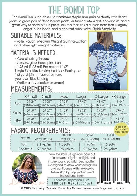 Sew To Grow Bondi Top - Sewing Pattern - 123Stitch