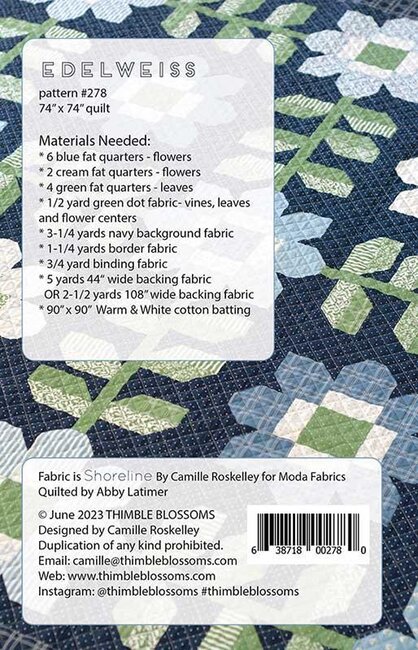 Thimble Blossoms Edelweiss - Quilt Pattern - 123Stitch