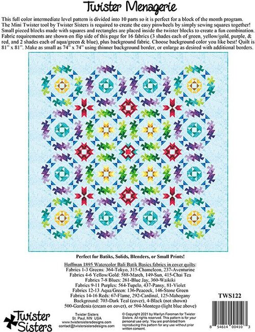 Twister Sisters Twister Menagerie - Quilt Pattern - 123Stitch