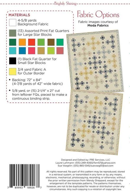Wendy Sheppard Brightly Shining - Quilt Pattern - 123Stitch
