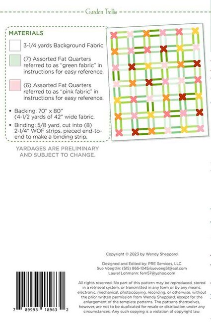 Wendy Sheppard Garden Trellis - Quilt Pattern - 123Stitch