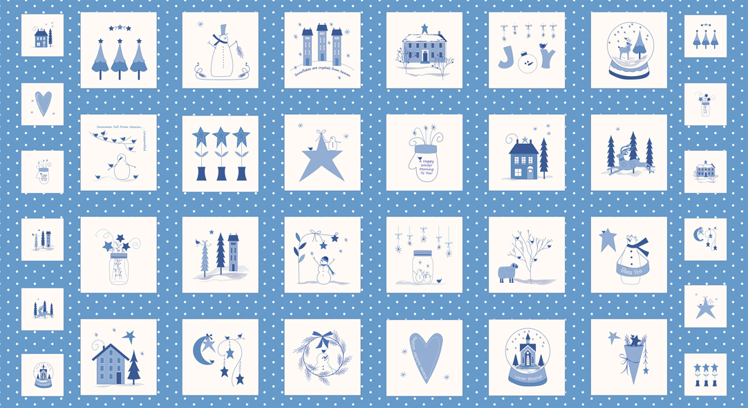 Bunny Hill Designs Crystal Lane Panel French Blue - Quilt Panel - 123Stitch