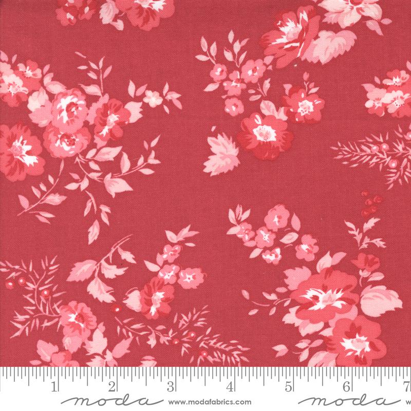 Bunny Hill Designs Hollyhocks Roses Geranium Red - Quilt Fabric - 123Stitch