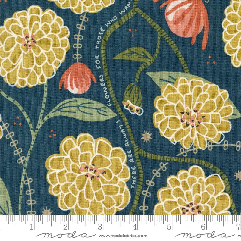 Gingiber Imaginary Flowers Midnight - Quilt Fabric - 123Stitch