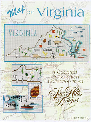 Sue Hillis Virginia Map - Cross Stitch Pattern - 123Stitch