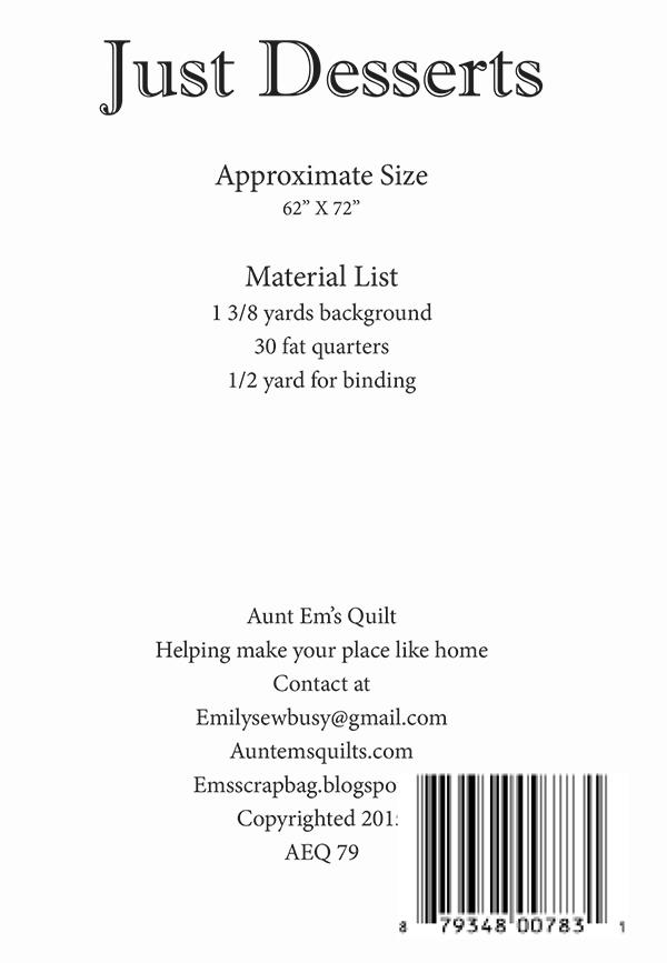 Aunt Ems Quilts Just Desserts - Quilt Pattern - 123Stitch