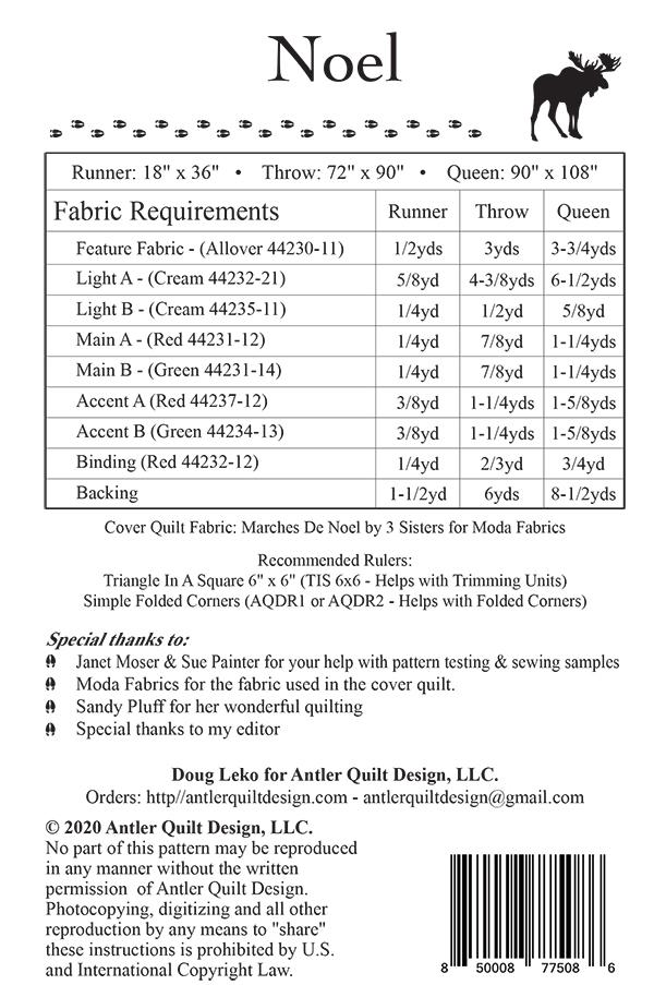Antler Quilt Design Noel - Quilt Pattern - 123Stitch