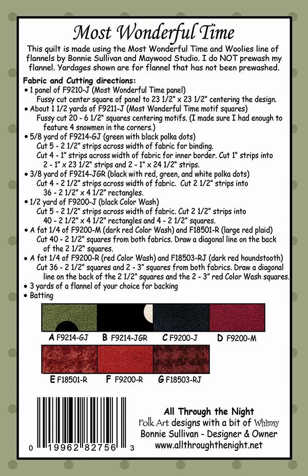 All Through The Night Most Wonderful Time - Quilt Pattern - 123Stitch