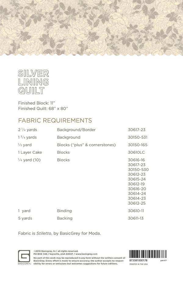 BasicGrey Silver Lining - Quilt Pattern - 123Stitch
