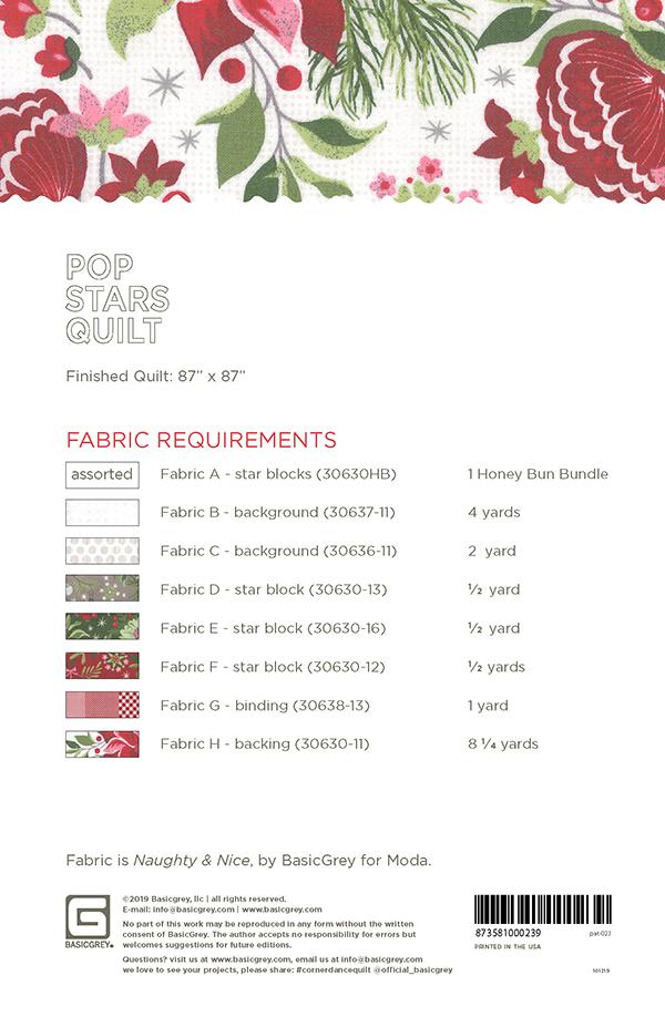 BasicGrey Pop Stars - Quilt Pattern - 123Stitch