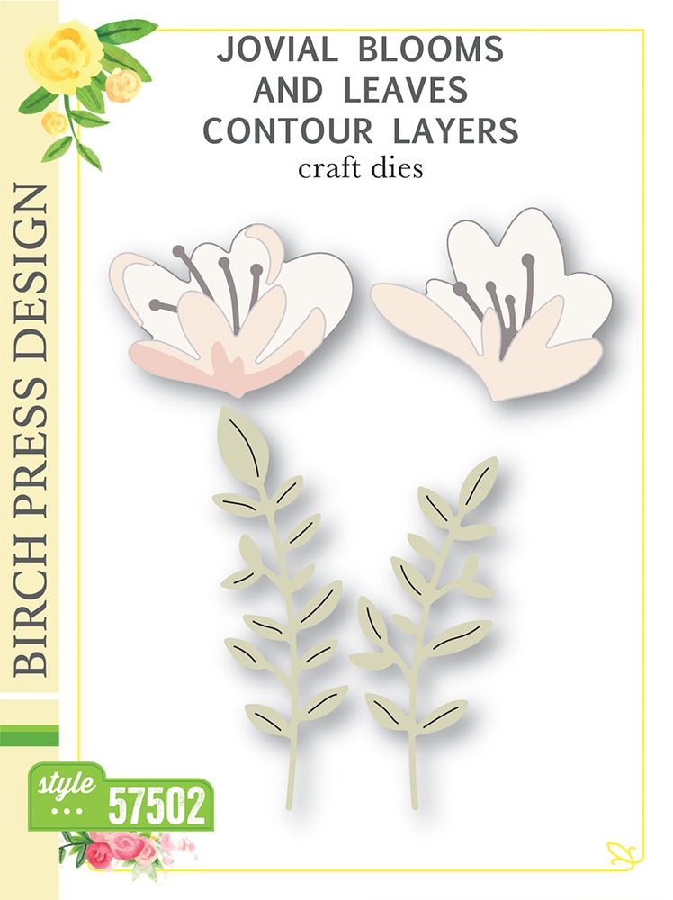 Birch Press Jovial Blooms and Leaves Contour Layers - Craft Die - 123Stitch